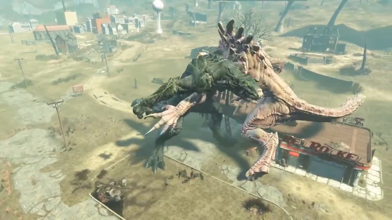 Giant Alpha Deathclaws VS Giant GatorClaw | Fallout 4 Nuka World Battle ...