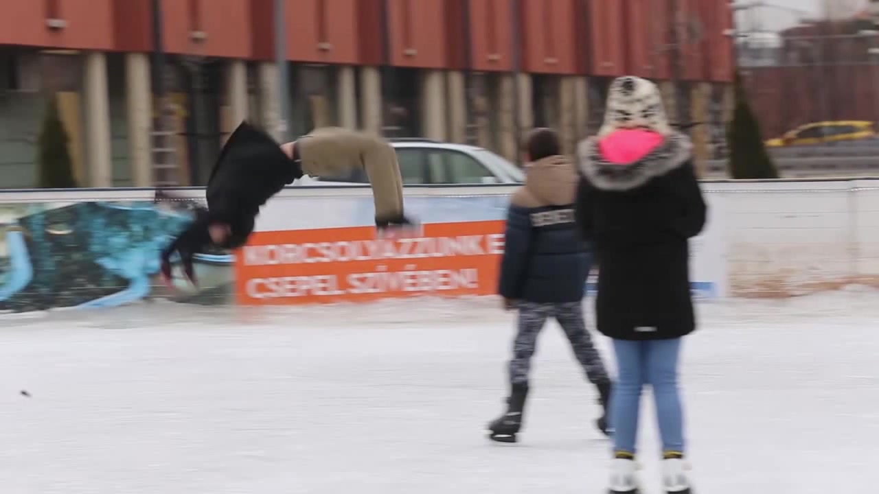 Old Man Ice Skating Prank, Grandfather ice skater prank, Backflip on ...