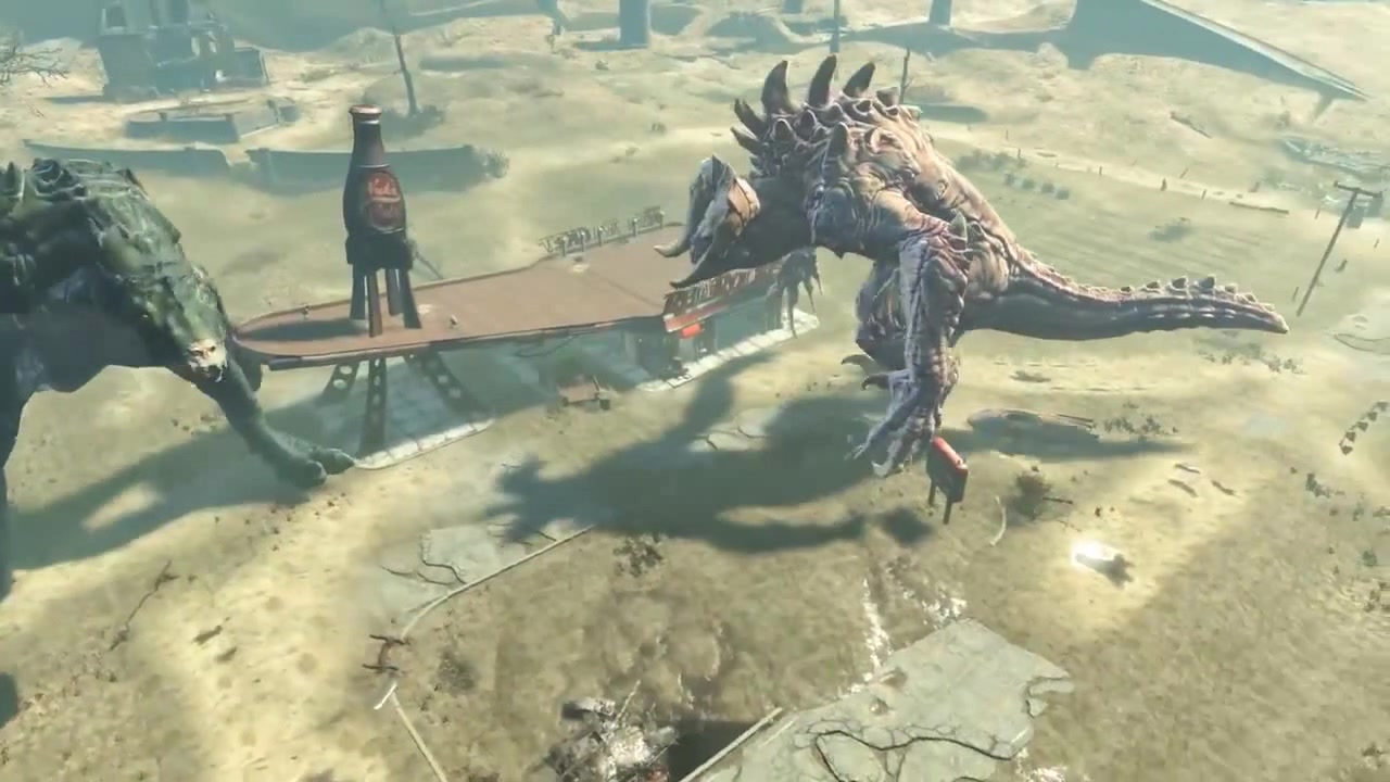 Giant Alpha Deathclaws VS Giant GatorClaw | Fallout 4 Nuka World Battle ...