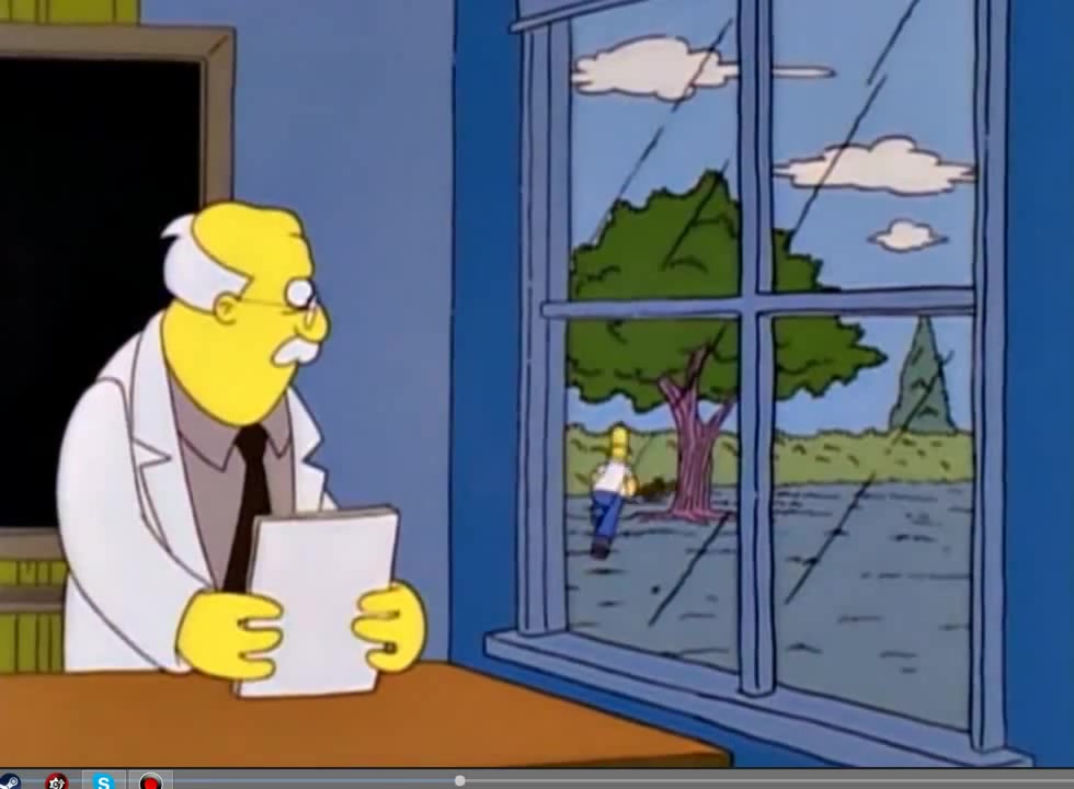 Homer Simpson chasing a squirrel, and then recalls how he was chasing ...